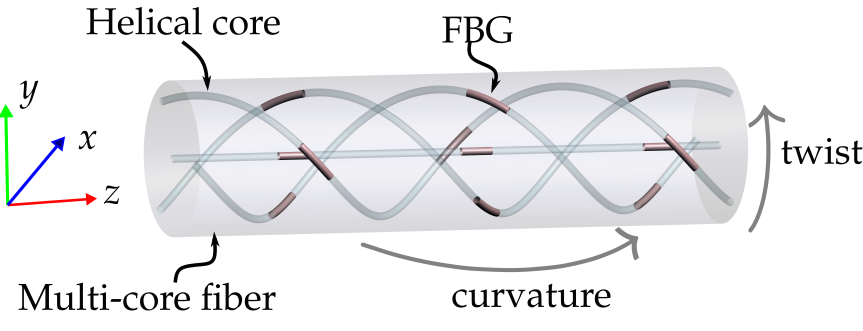 Curvature, twist and pose measurements using fiber Bragg gratings in ...