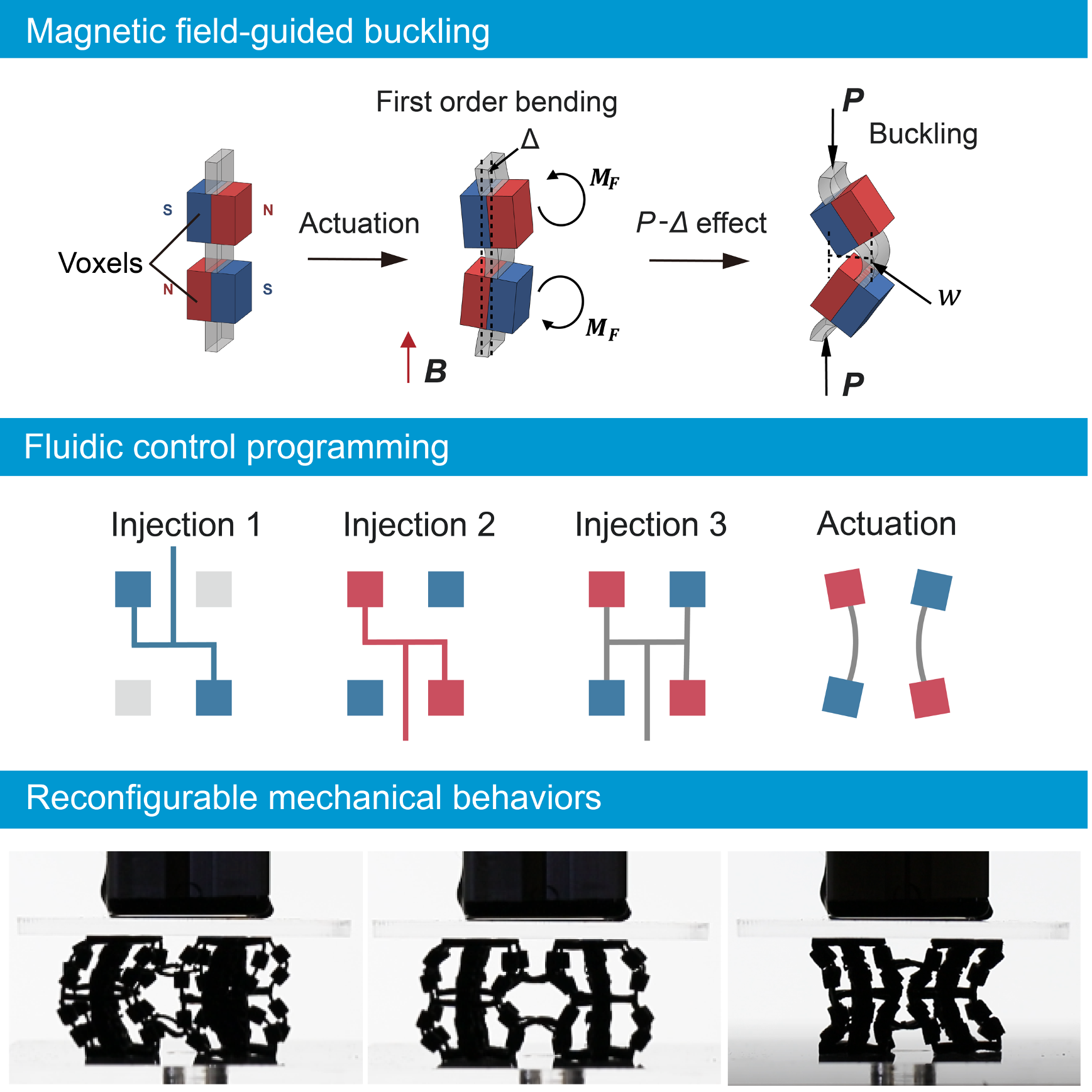 Fluidic control programming for 3D magnetic soft metamaterials with reconfigurable mechanical ...